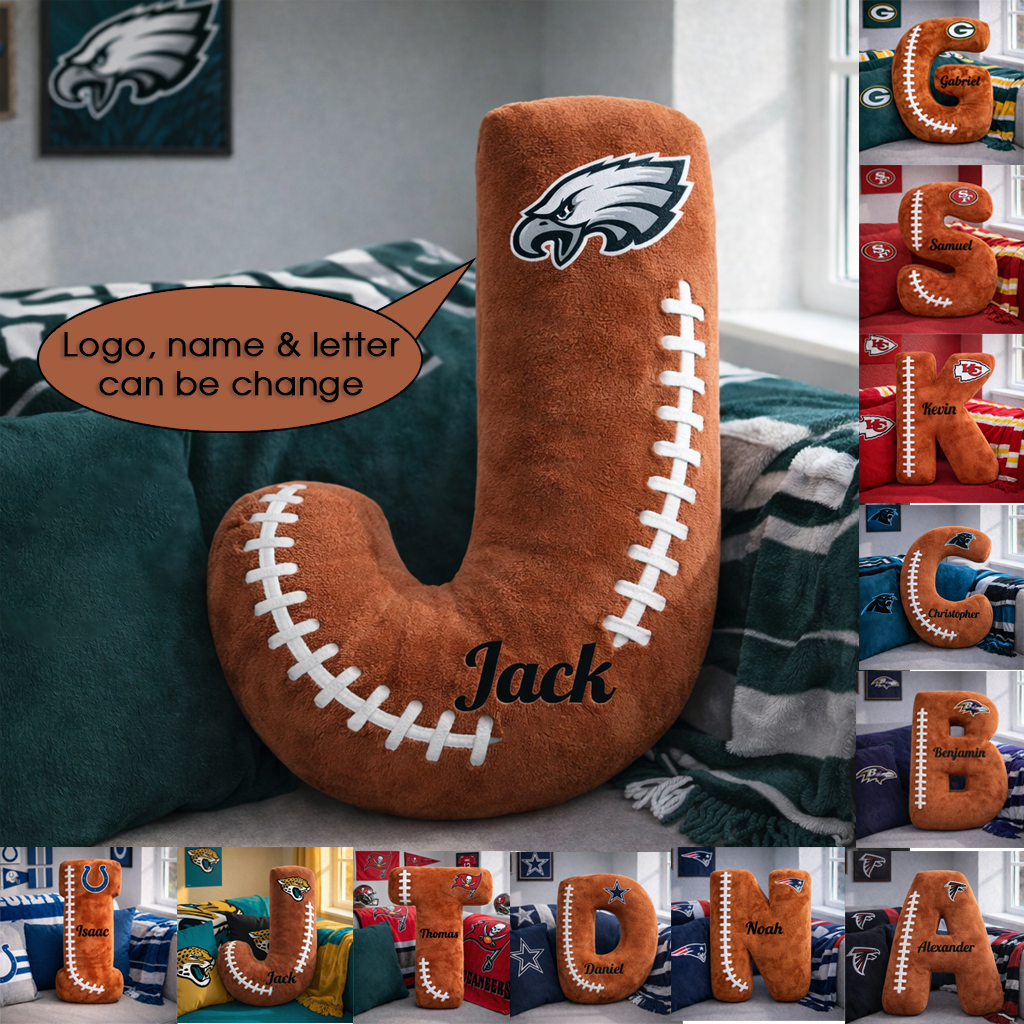 Football Pillow Custom Name and Logo All Teams 2 Irregular-Shaped Pill ...